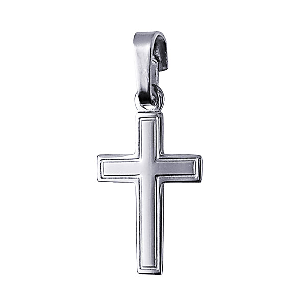 Flat Plain Fine Silver Cross With Border Line – Forever Jewellery Online